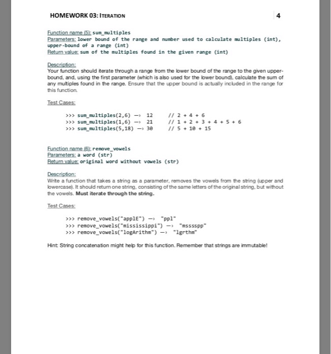 Solved HOMEWORK 03:ITERATION 2 Function name (1 rearrange | Chegg.com