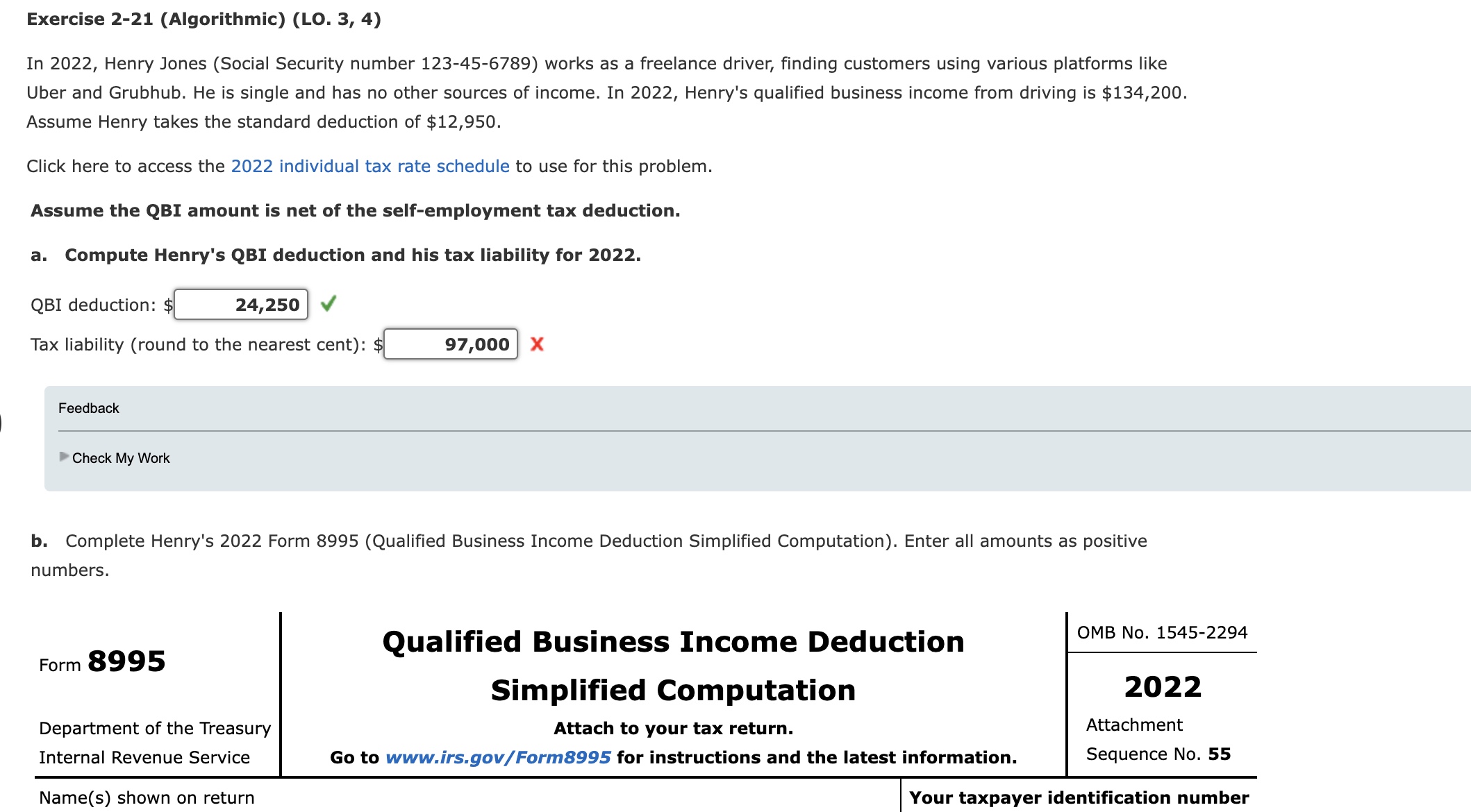 B Complete Henry s 2022 Form 8995 Qualified Chegg