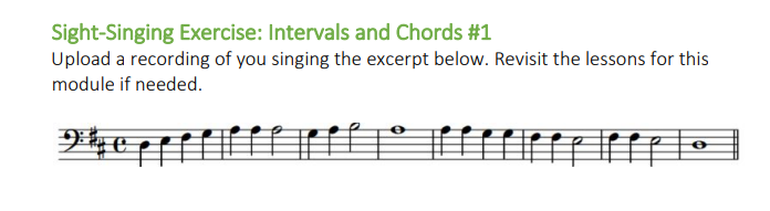 Sight-Singing Exercise: Intervals and Chords \#1 | Chegg.com