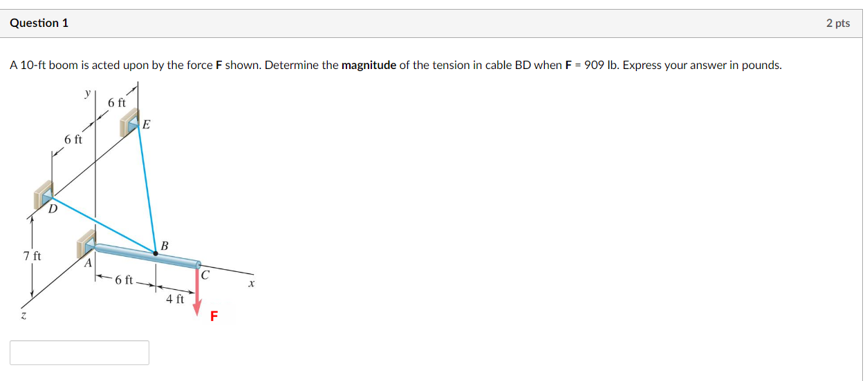 Solved Question 1A 10 - ﻿ft boom is acted upon by the force | Chegg.com