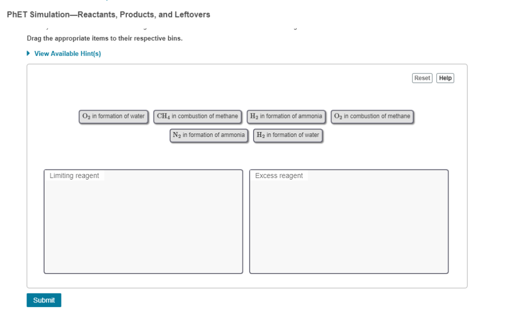 Solved PhET Simulation-Reactants, Products, and Leftovers | Chegg.com
