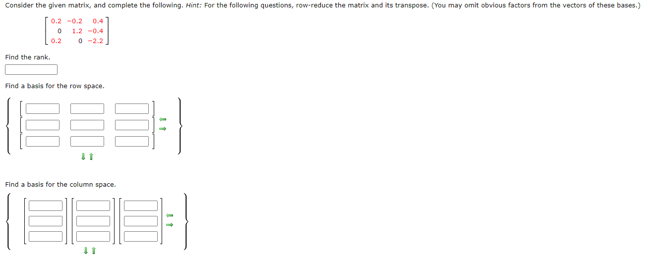 Solved Consider the given matrix, and complete the | Chegg.com
