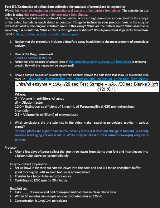 Part III. Evaluation of online data collection for | Chegg.com