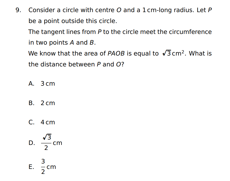 Solved Consider a circle with centre O ﻿and a 1cm-long | Chegg.com