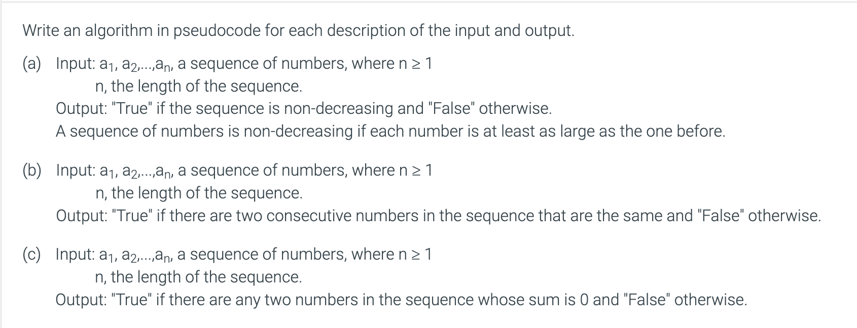 Solved Write An Algorithm In Pseudocode For Each Description 0682