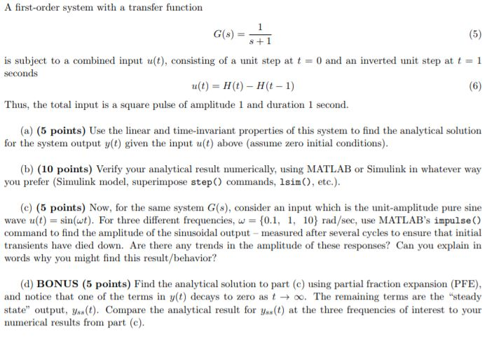 Solved A first-order system with a transfer function G(s)1 | Chegg.com