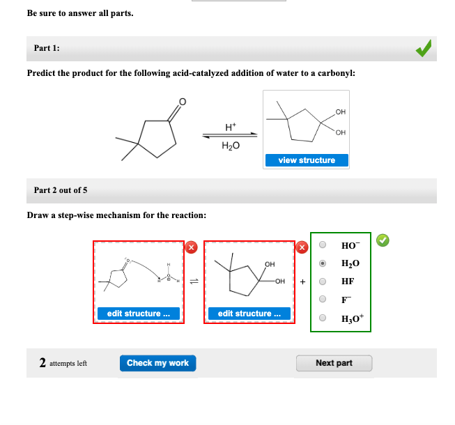 Solved Be sure to answer all parts. Part 1 Predict the | Chegg.com