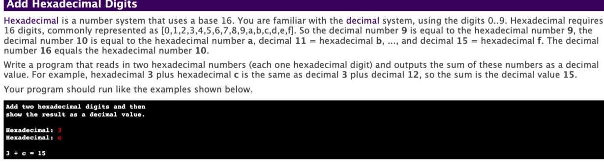 Solved Add Hexadecimal Digits Hexadecimal is a number system | Chegg.com