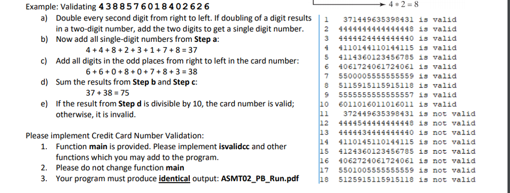 Solved Example: Validating 4388576018402626 a) Double every | Chegg.com