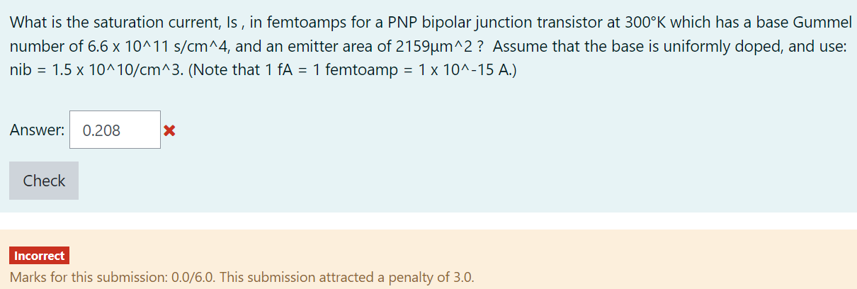 Solved What is the saturation current, Is, in femtoamps for | Chegg.com