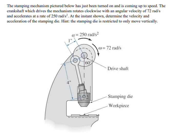 Solved The stamping mechanism pictured below has just been | Chegg.com