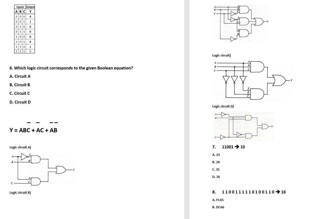 Solved 1. Which logic circuit corresponds to the given | Chegg.com