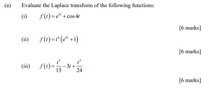 Solved (a) Evaluate the Laplace transform of the following | Chegg.com