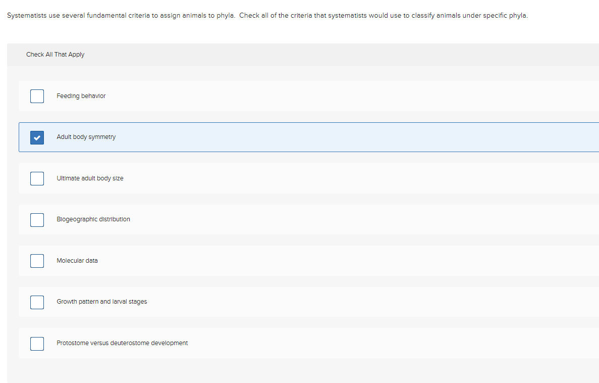 Solved Systematists use several fundamental criteria to | Chegg.com