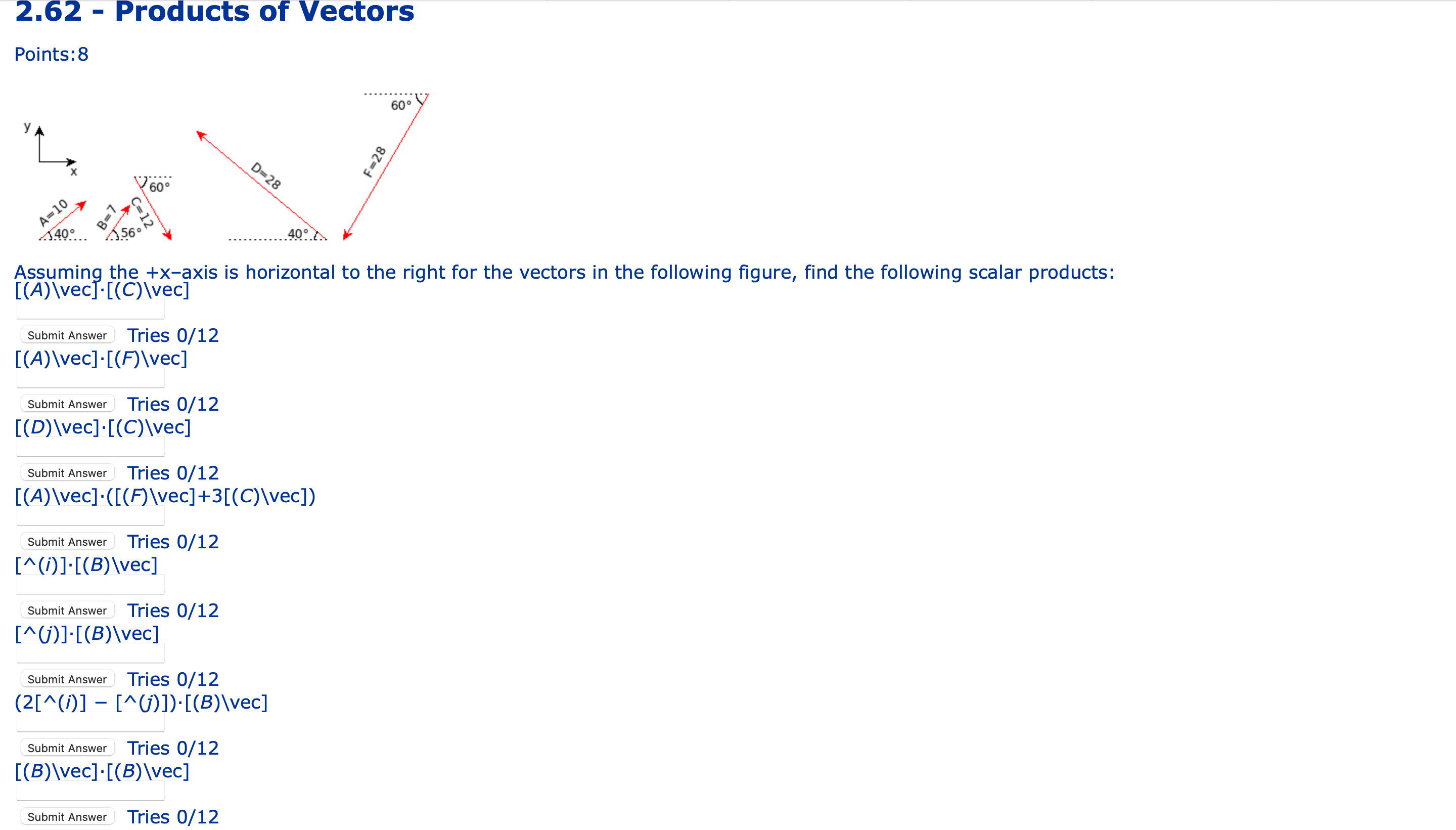 Solved 2.62 - Products of Vectors Points: 8 Assuming the | Chegg.com