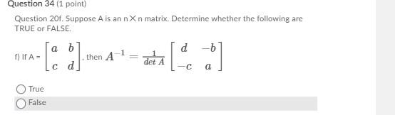 Solved Question 34 (1 point) Question 20f. Suppose A is an | Chegg.com