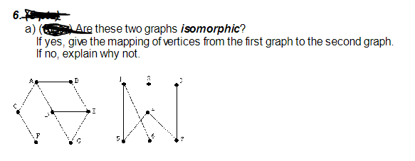Solved a) Are these two graphs isomorphic? If yes, give the | Chegg.com