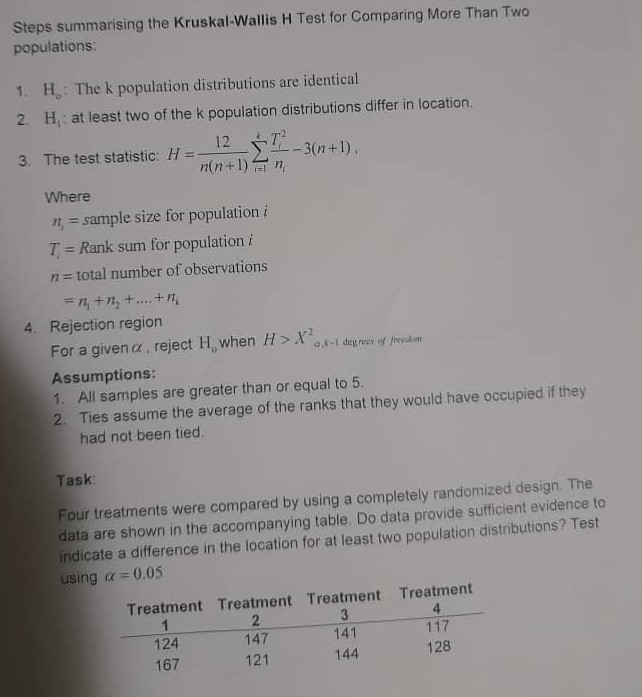 Solved populations: 1. H0 : The k population distributions | Chegg.com