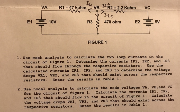 Solved VA RI :47 kohm u VB T4R2-2.2 Kohm VC E1 10V R3 470 | Chegg.com