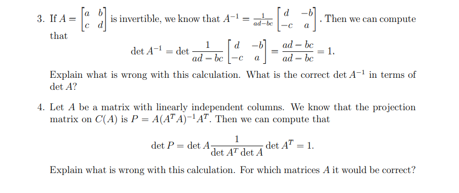 Solved 3. If A=[acbd] is invertible, we know that | Chegg.com
