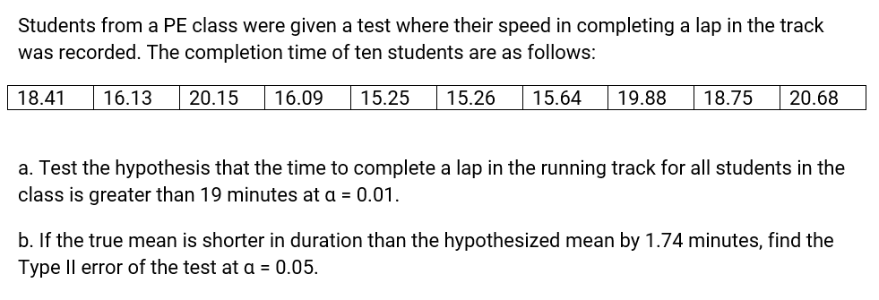 Solved Students from a PE class were given a test where | Chegg.com