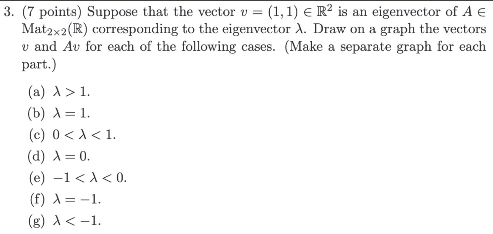 Solved 3. (7 points) Suppose that the vector v=(1,1)∈R2 is | Chegg.com