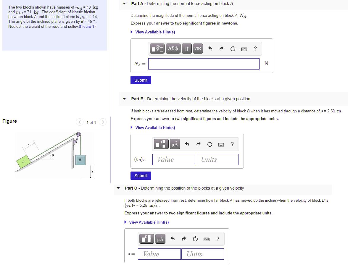 Solved Part A - Determining the normal force acting on block | Chegg.com