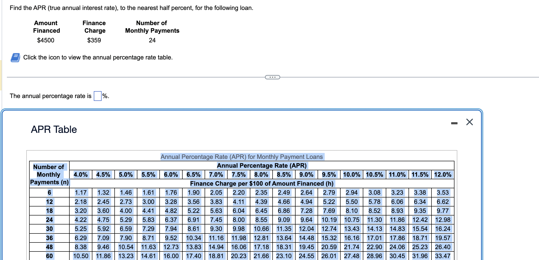 Solved Find the APR (true annual interest rate), to the | Chegg.com