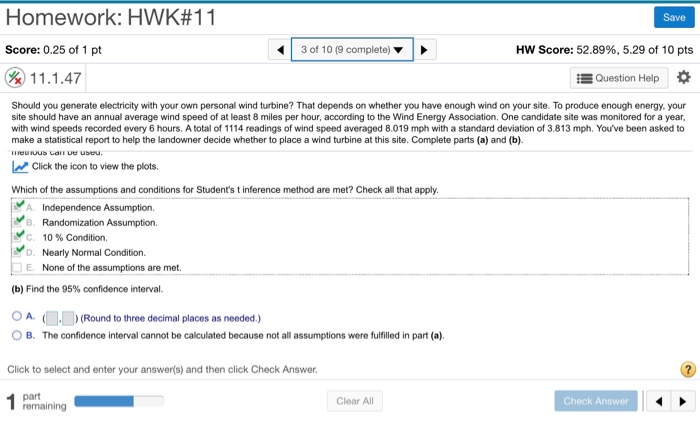 Solved Homework: HWK#11 Save Score: 0.25 of 1 pt 3 of 10 (9 | Chegg.com