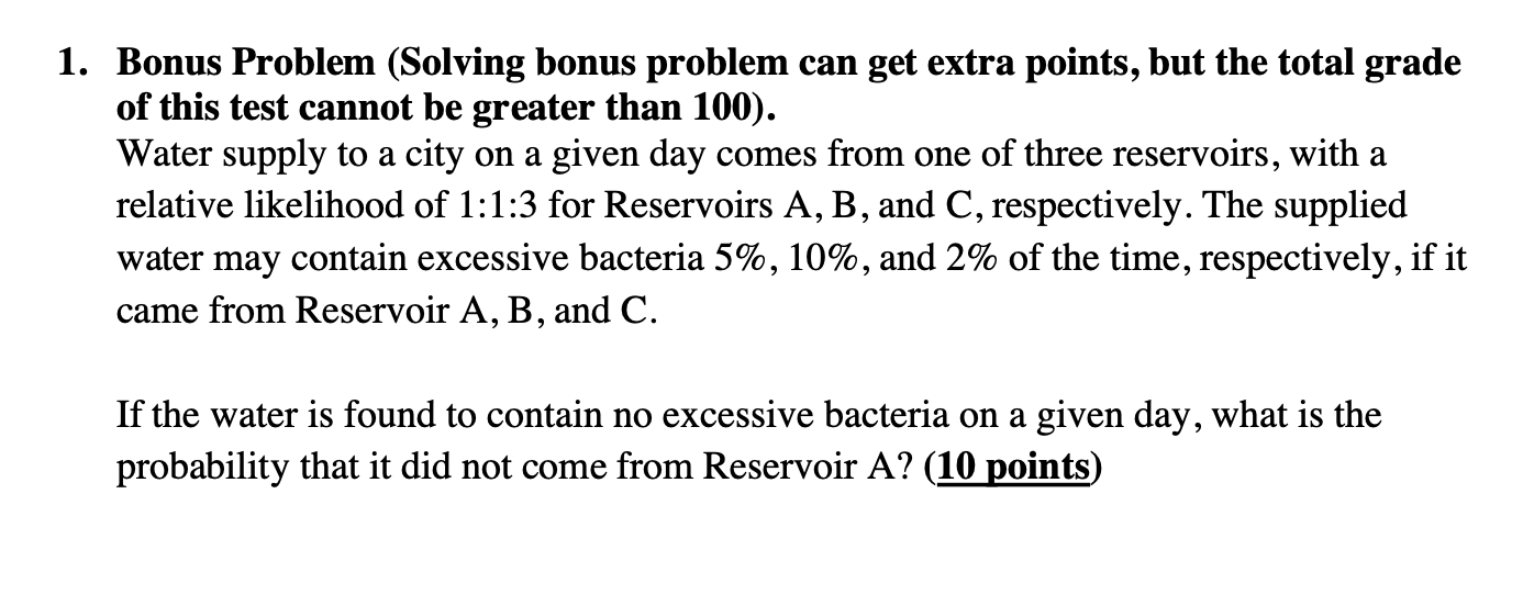 Solved 1. Bonus Problem (Solving bonus problem can get extra | Chegg.com