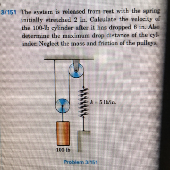 Solved 3/151 The system is released from rest with the | Chegg.com