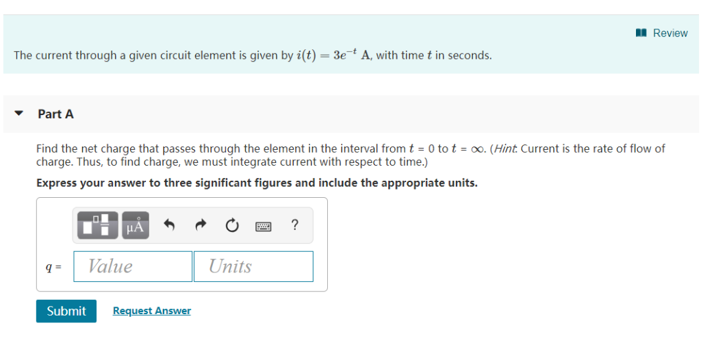 Solved l Review The current through a given circuit element | Chegg.com