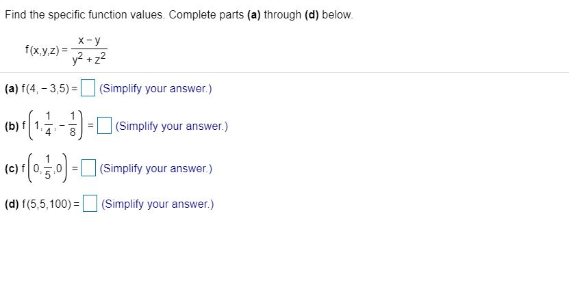 Solved Find the specific function values. Complete parts (a) | Chegg.com
