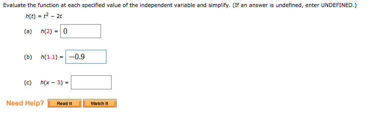 Solved Evaluate the function at each specified value of the | Chegg.com