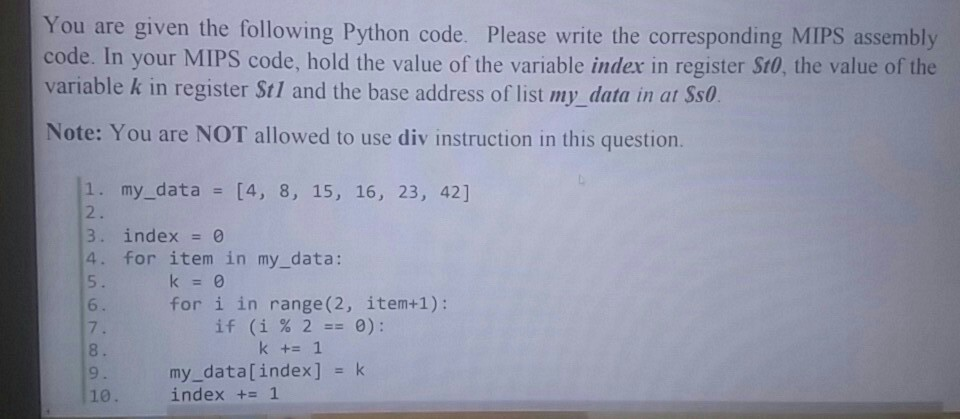 Solved You are given the following Python code. Please write | Chegg.com