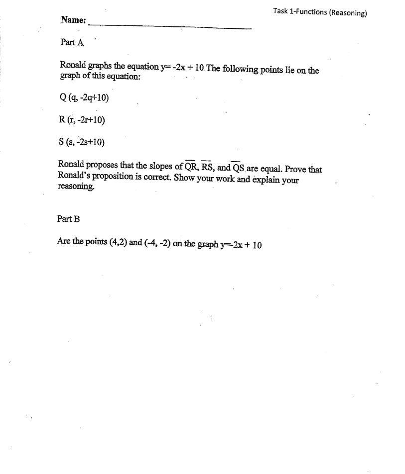 Solved Task 1-Functions (Reasoning) Name: Part A Ronald | Chegg.com