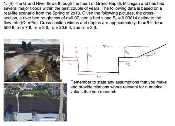 Solved 1. (4) The Grand River flows through the heart of | Chegg.com