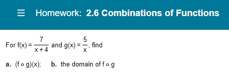 Solved = Homework: 2.6 Combinations of Functions 5 For f(x)= | Chegg.com