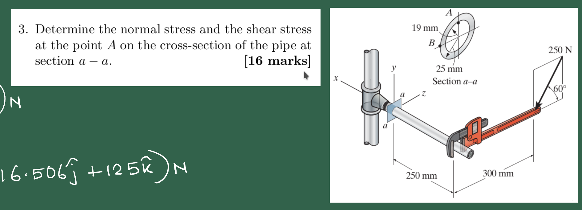 Solved by an EXPERT 3. ﻿Determine the normal stress and the shear stress | Chegg.com