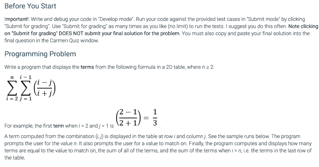 Solved Before You Start Important!: Write and debug your | Chegg.com
