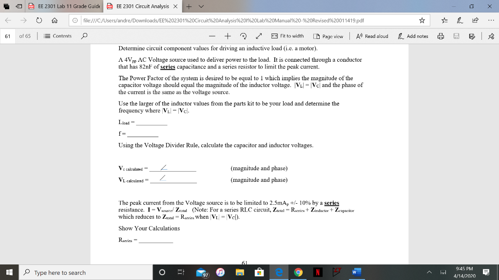 - EE 2301 Lab 11 Grade Guide B EE 2301 Circuit | Chegg.com