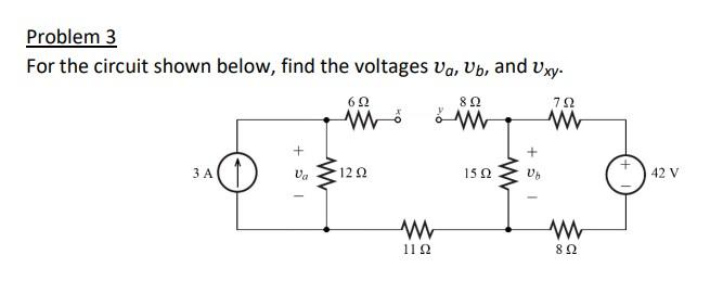 Solved For the circuit shown below, find the voltages va,vb, | Chegg.com