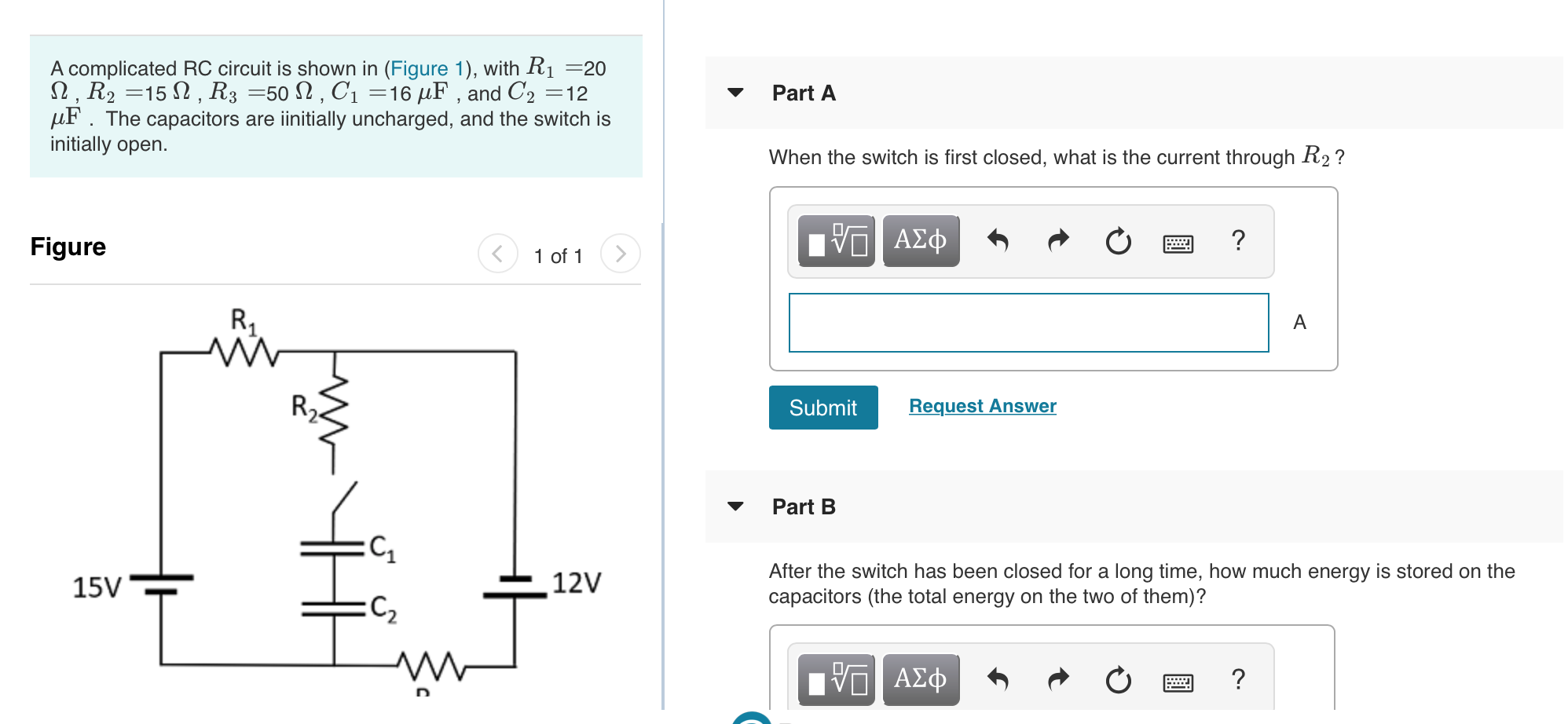Solved Part A A complicated RC circuit is shown in (Figure | Chegg.com