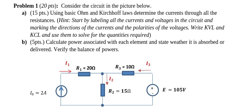 Solved Problem 1 (20 ﻿pts): Consider the circuit in the | Chegg.com