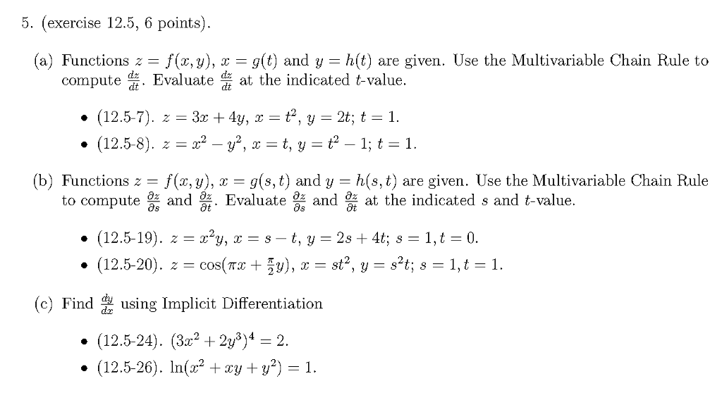 Solved 5. (exercise 12.5, 6 points) (a) Functions z -f(x,y), | Chegg.com