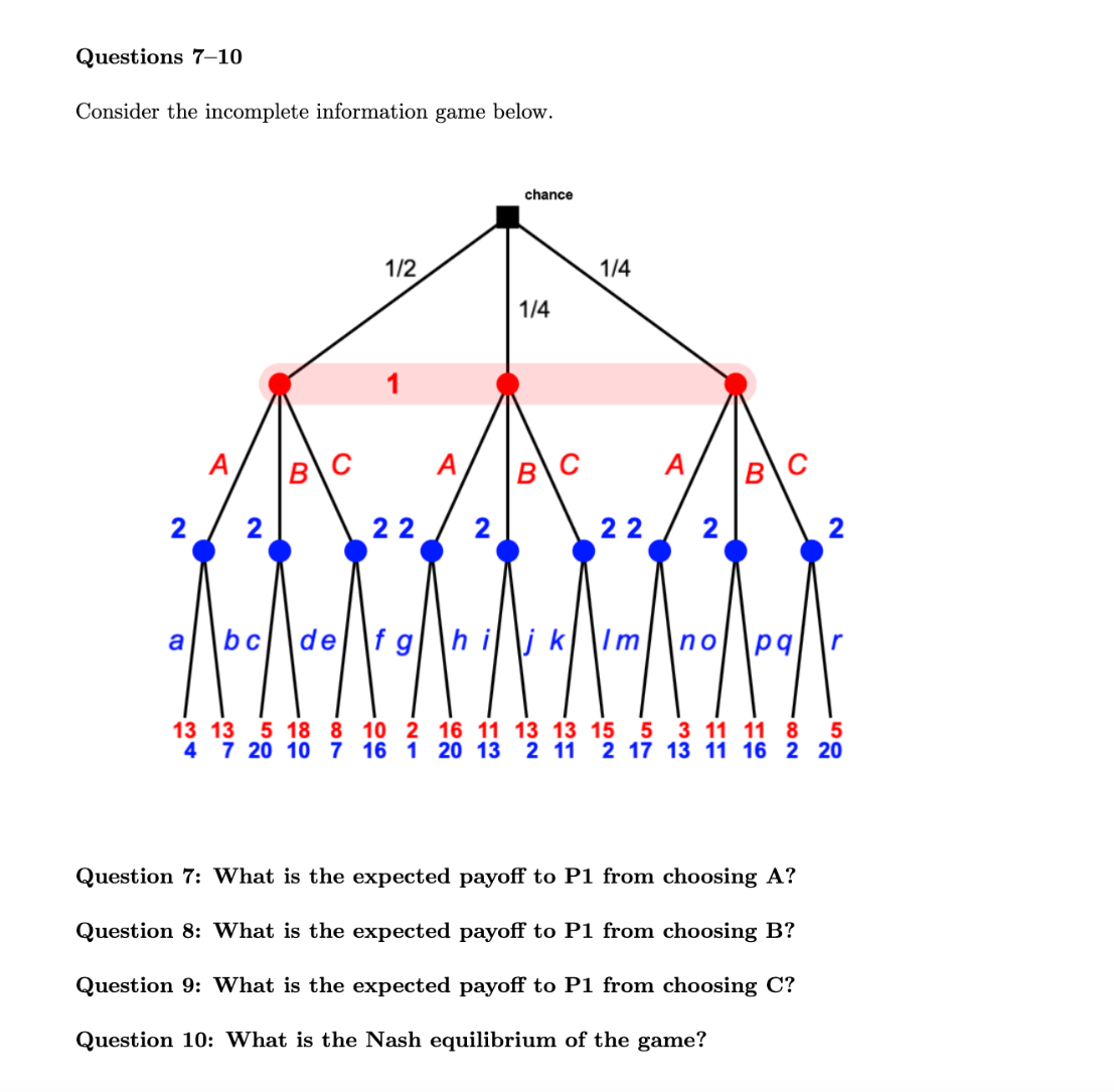 Consider the incomplete information game below. | Chegg.com