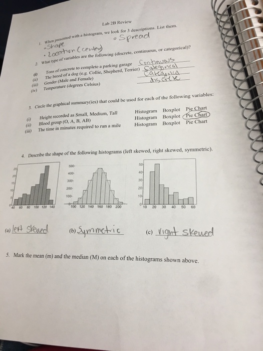 Solved Lab 2B Review with a histogram, we look for 3 | Chegg.com
