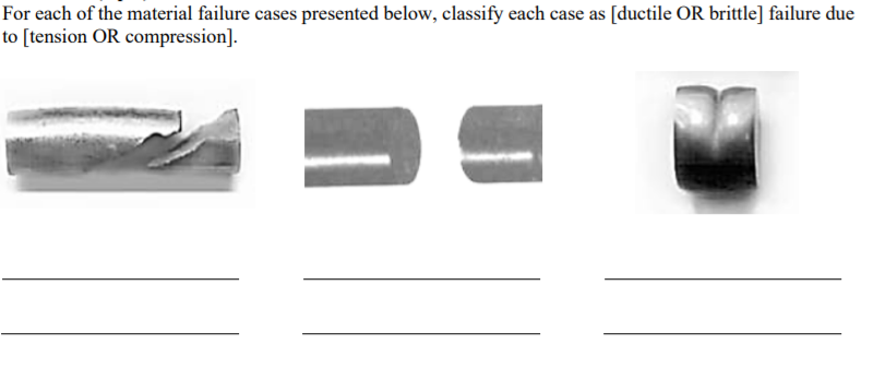 Solved For each of the material failure cases presented | Chegg.com