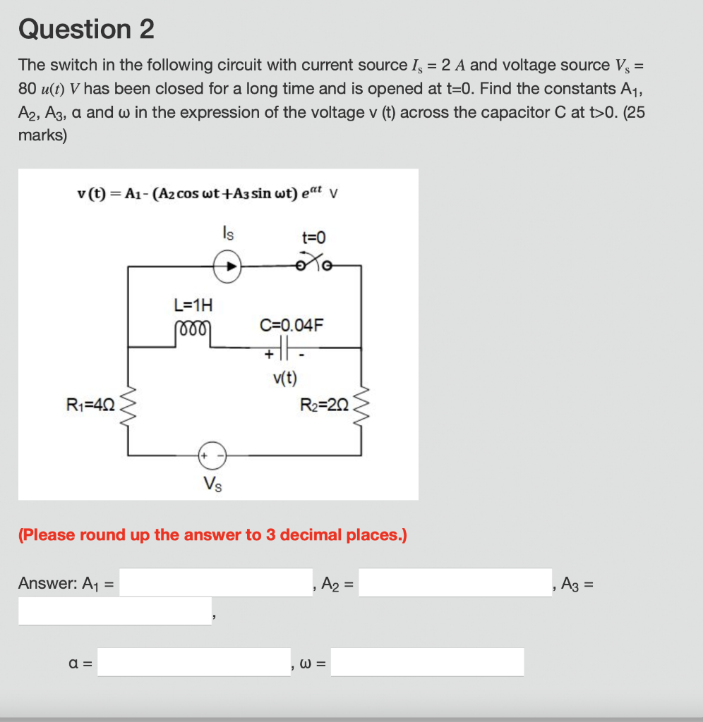 Solved The switch in the following circuit with current | Chegg.com