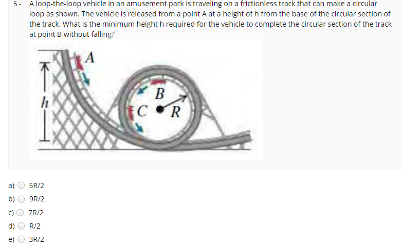 Solved 5- A loop-the-loop vehicle in an amusement park is | Chegg.com